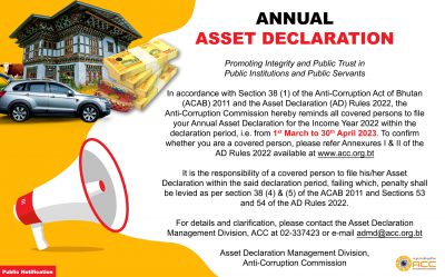 ANNUAL ASSET DECLARATION NOTIFICATION: Promoting Integrity and Public ...