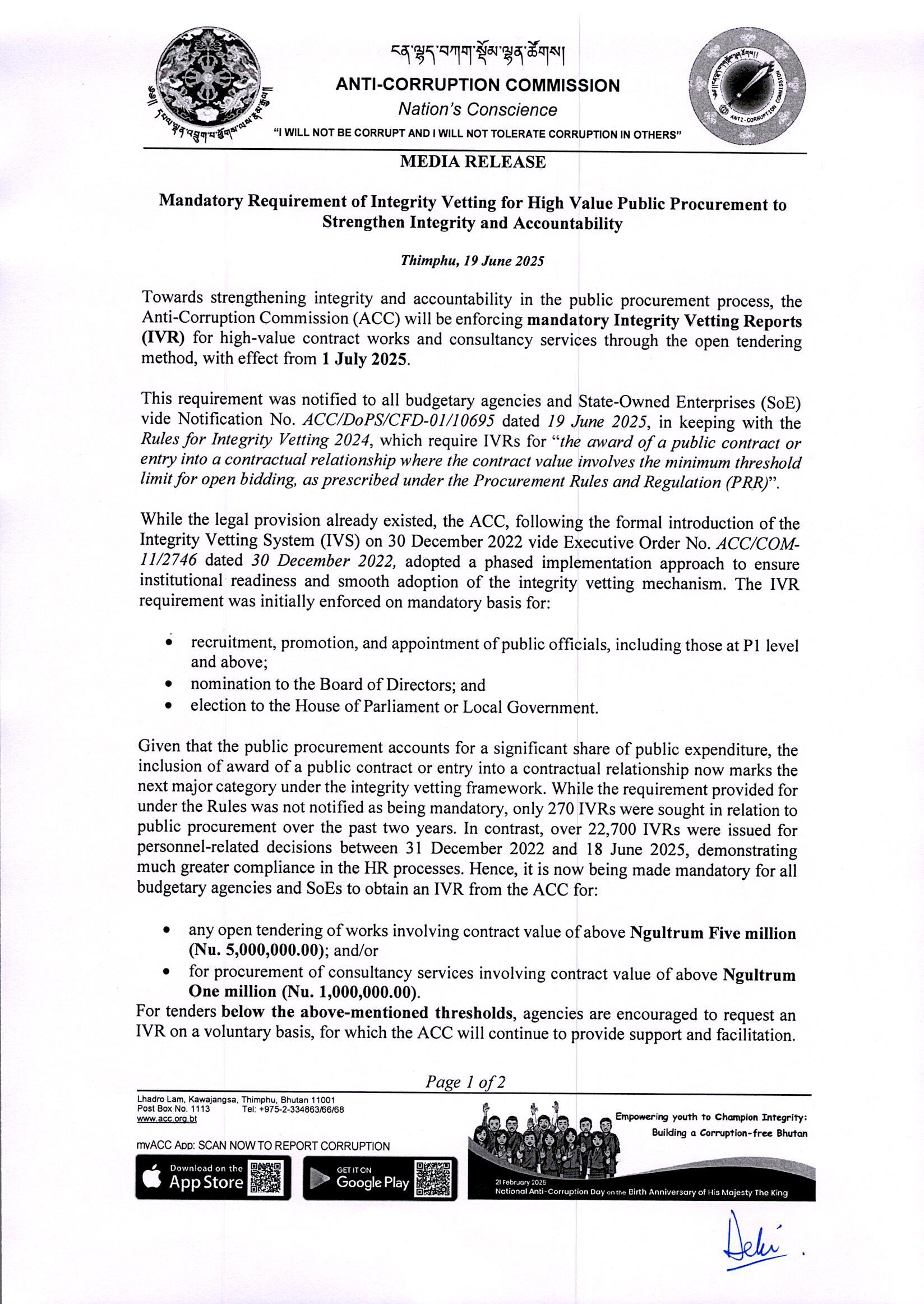 Anti-Corruption Commission of Bhutan – If you care, You will dare!